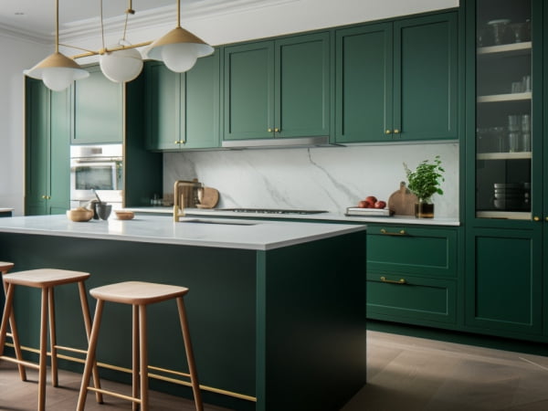 Fitted green kitchens made in London | Urban Kitchens